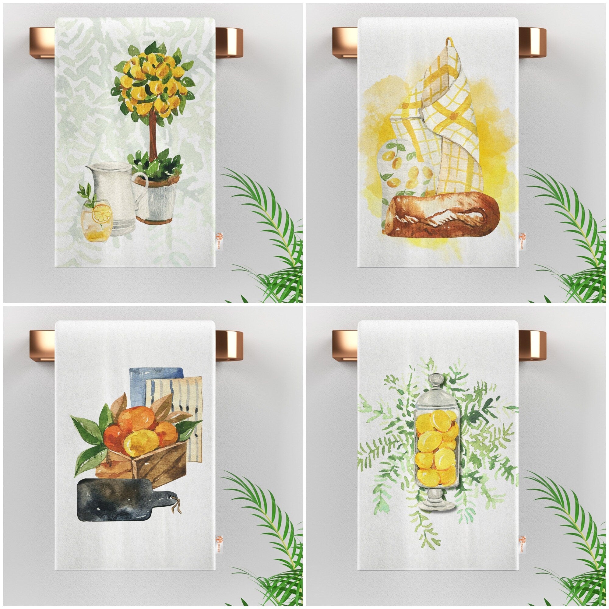 Lemon Hand Towel|Lemon Print Rag|Fresh Citrus Towel|Kitchen Tea Towel ...