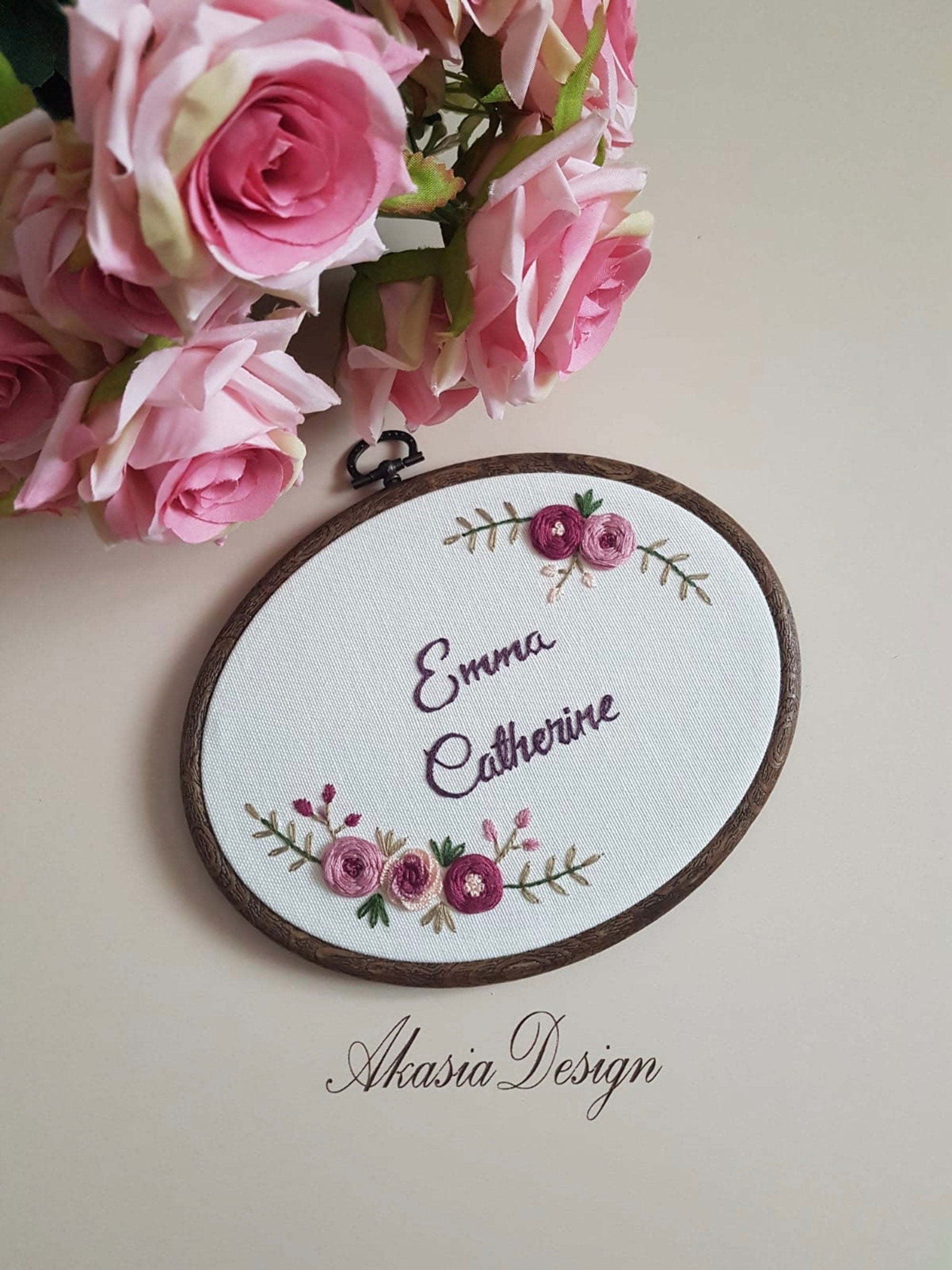 Floral Personalized Name Embroidery Hoop – Akasia