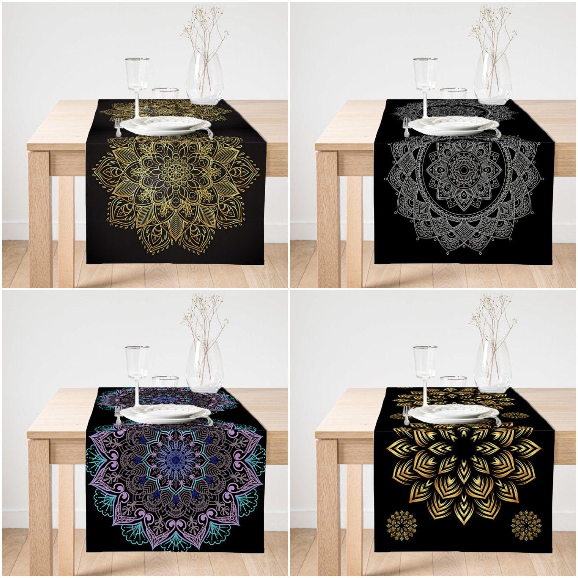 Black Gold Tiled Mandala Table Runner – Akasia