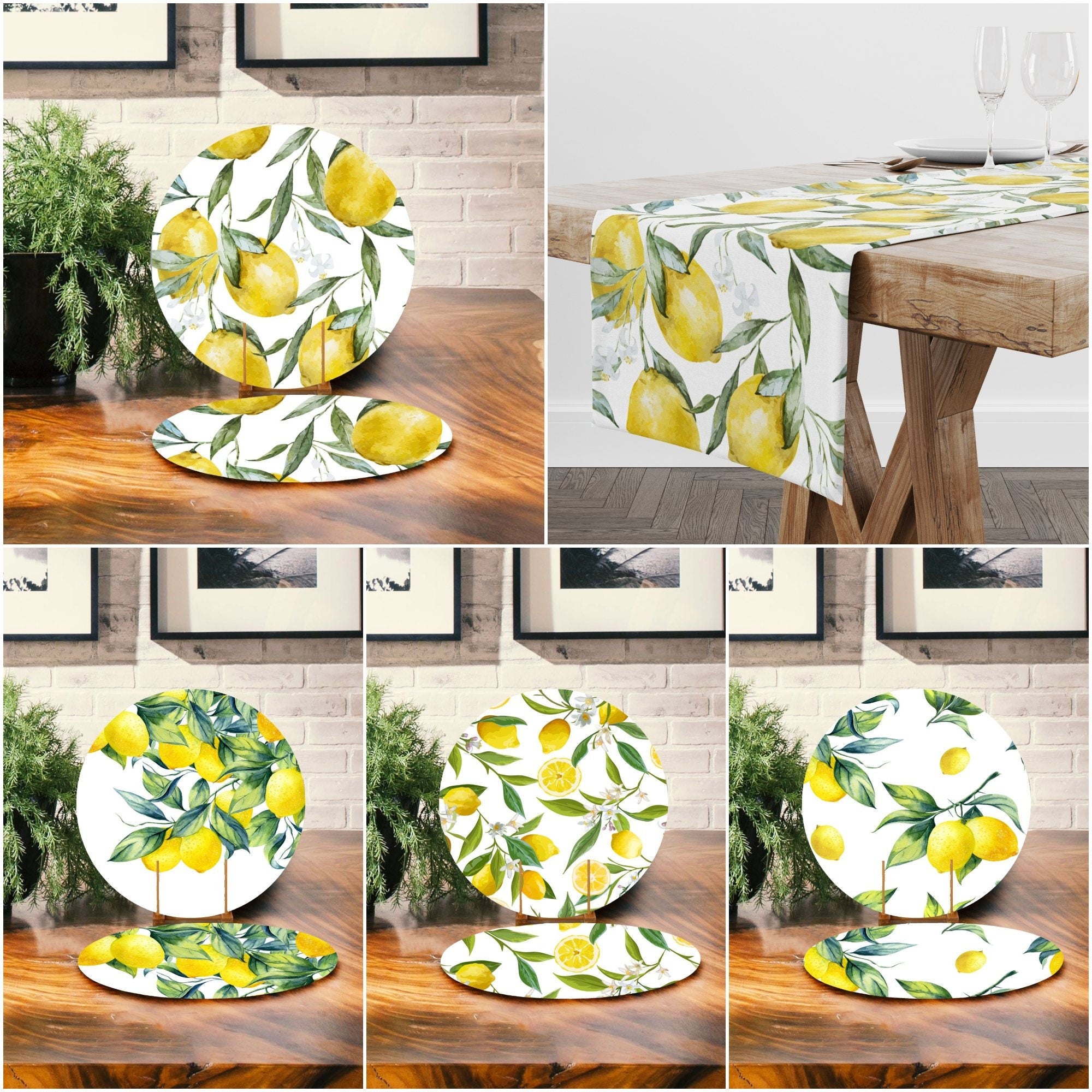 Lemon with Leaves Underplate and Table Runner – Akasia
