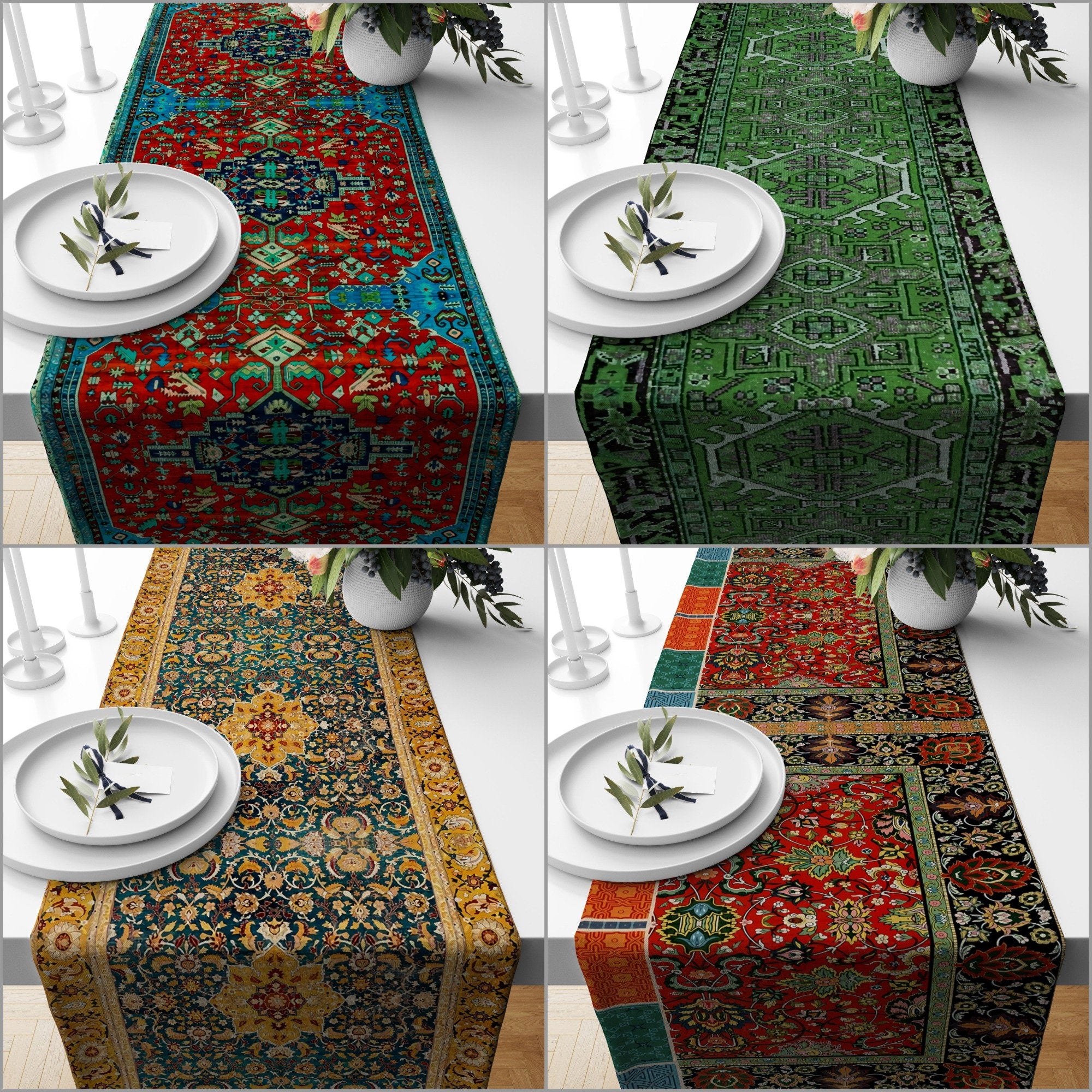 Farmhouse Style Worn Looking Turkish Kilim Table Centerpiece – Akasia
