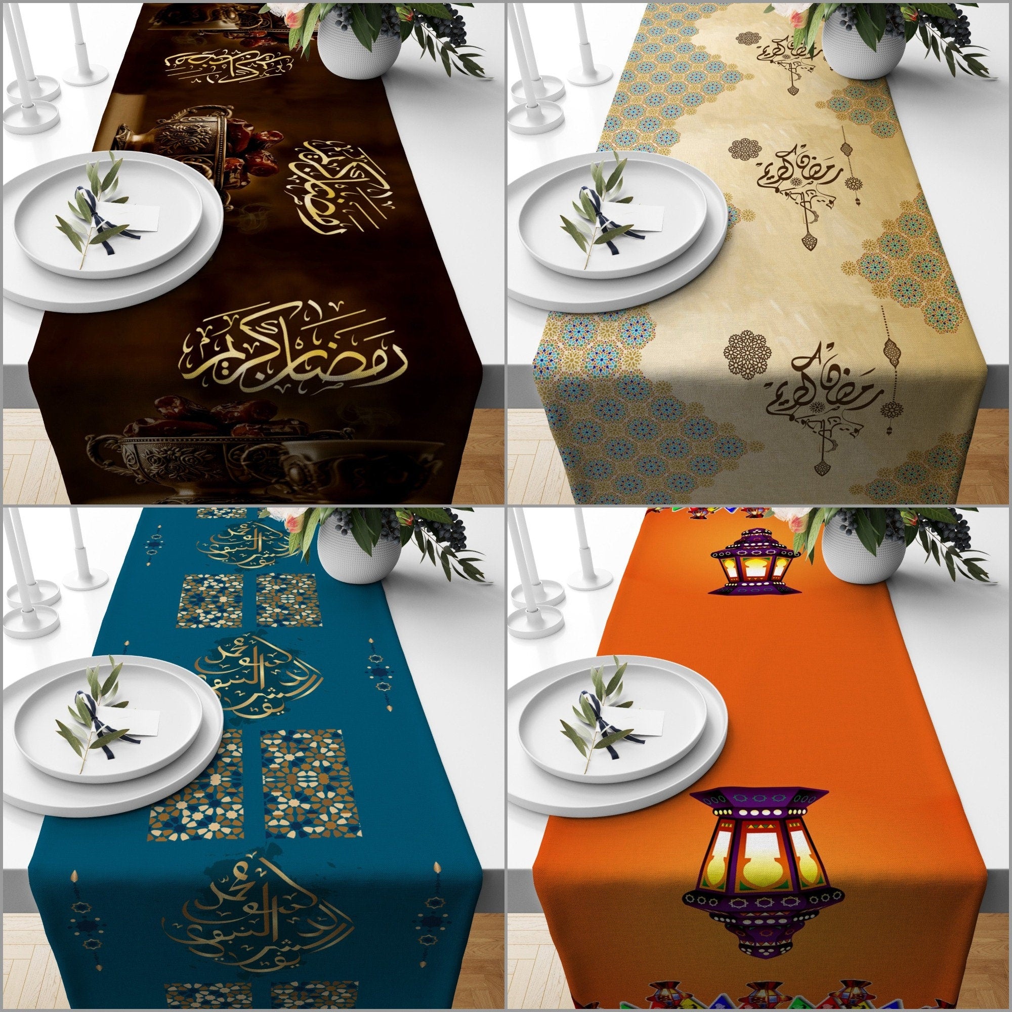 Turquoise and Brown Ramadan Kareem Tablecloth – Akasia