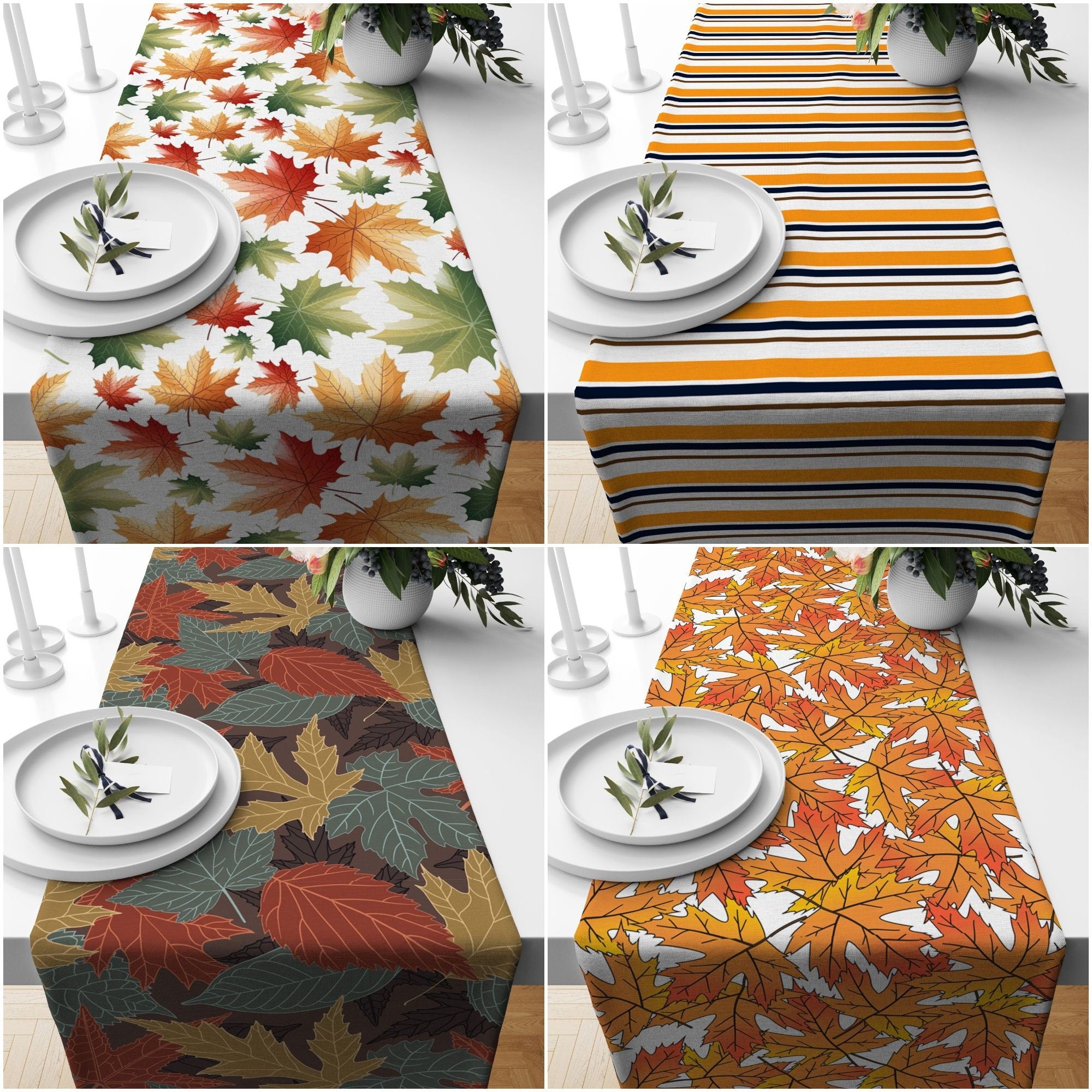 Fall Trend Table Runner Dry Leaf Print – Akasia