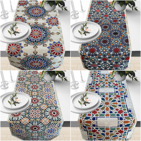 Stylish Tile Pattern Tapestry Table Runner – Akasia