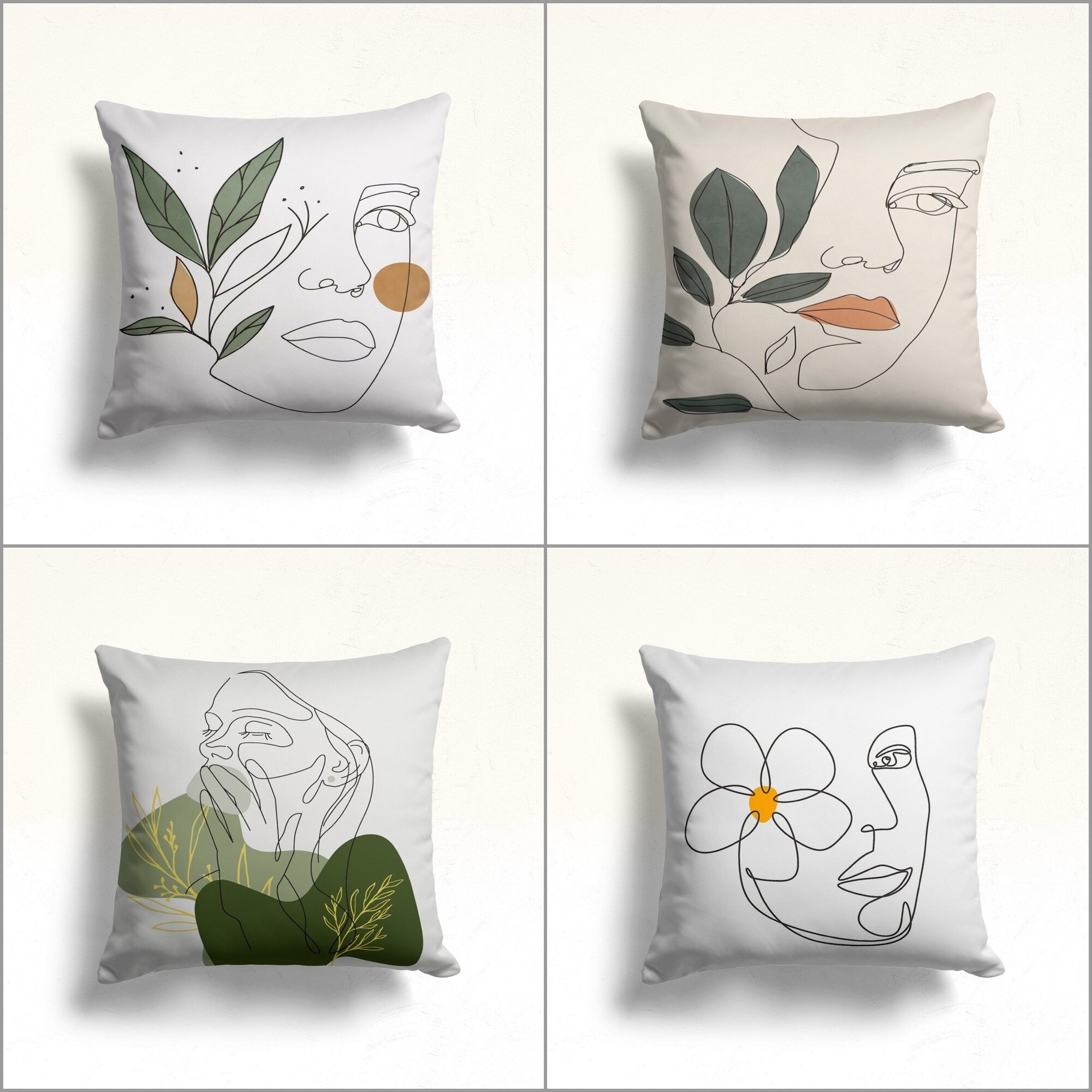 Line Art Pillow Cover with Woman Face – Akasia