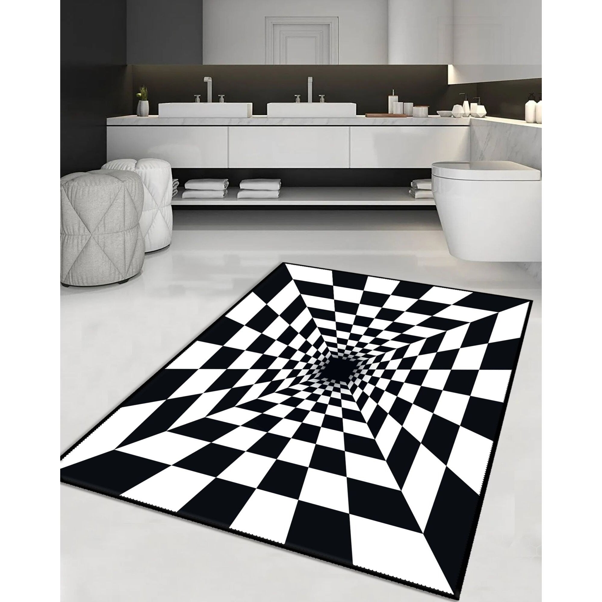 Black White Optic Illusion Rug – Akasia