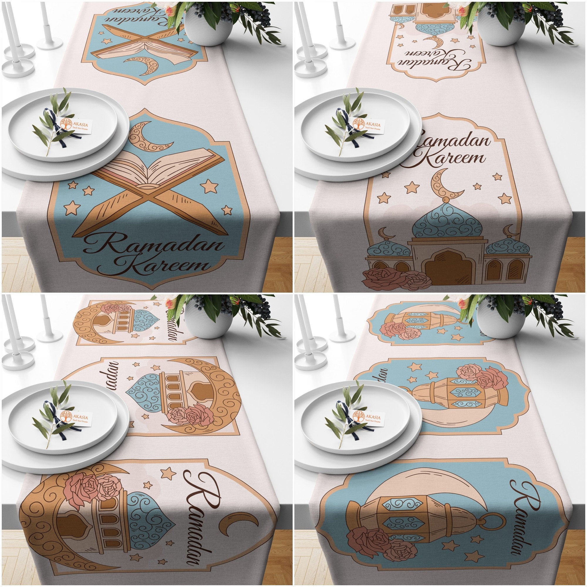 Islamic Tablecloth with Ramadan Kareem Print – Akasia